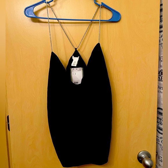 H&M | Tops | Nwt Hm Black Satin Cami Top With Rhinestone Corded ...